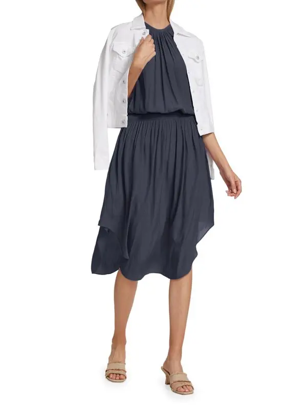 Ramy Brook Audrey Blouson Midi-dress - Navy
