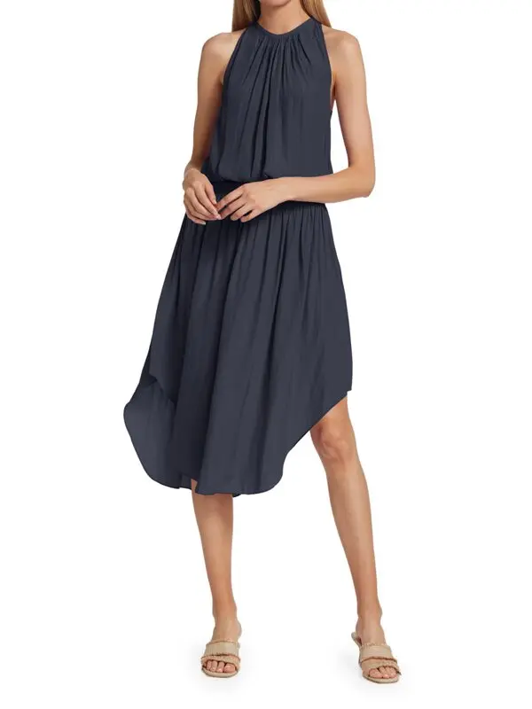 Ramy Brook Audrey Blouson Midi-dress - Navy
