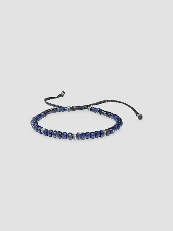 JAN LESLIE Sapphire & Sterling Beaded Bracelet - Silver