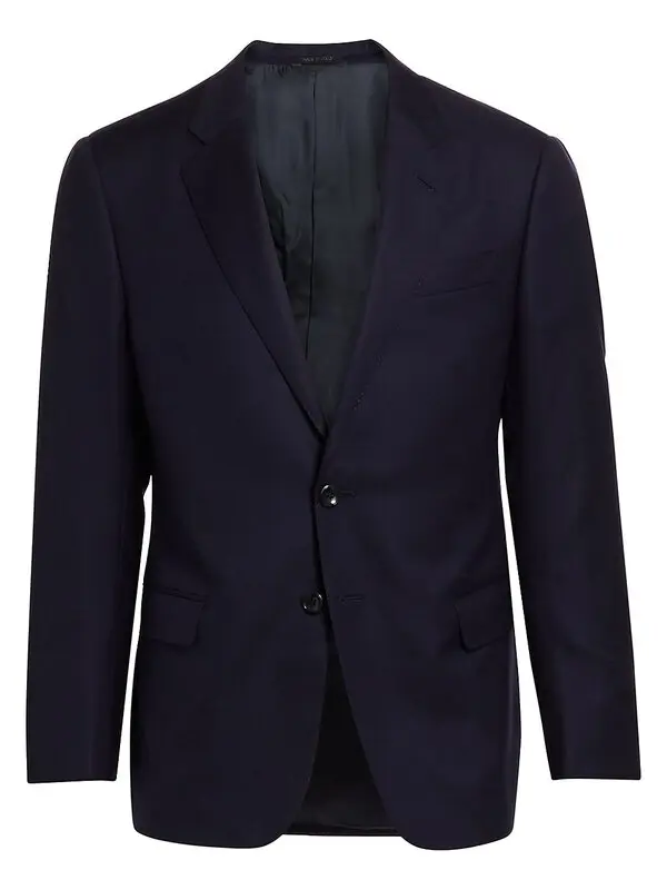 Giorgio Armani Solid Single-breasted Blazer - Navy