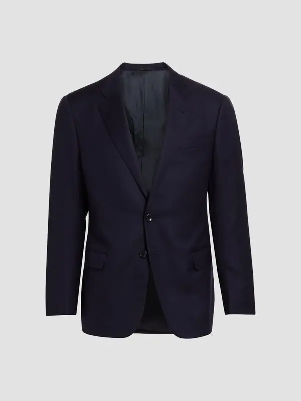Giorgio Armani Solid Single-breasted Blazer - Navy