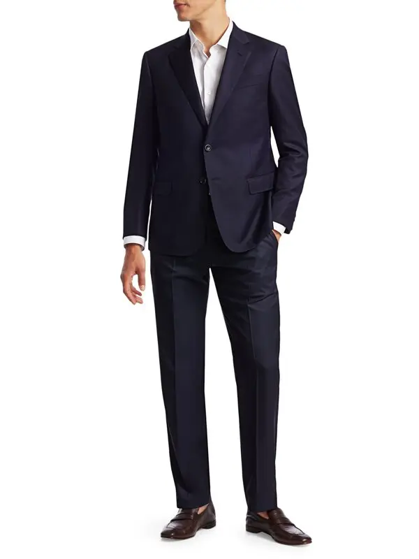 Giorgio Armani Solid Single-breasted Blazer - Navy