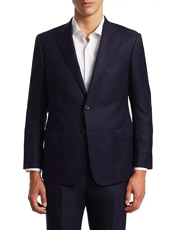 Giorgio Armani Solid Single-breasted Blazer - Navy