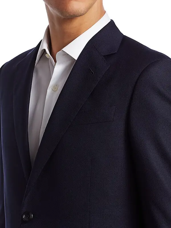 Giorgio Armani Solid Single-breasted Blazer - Navy