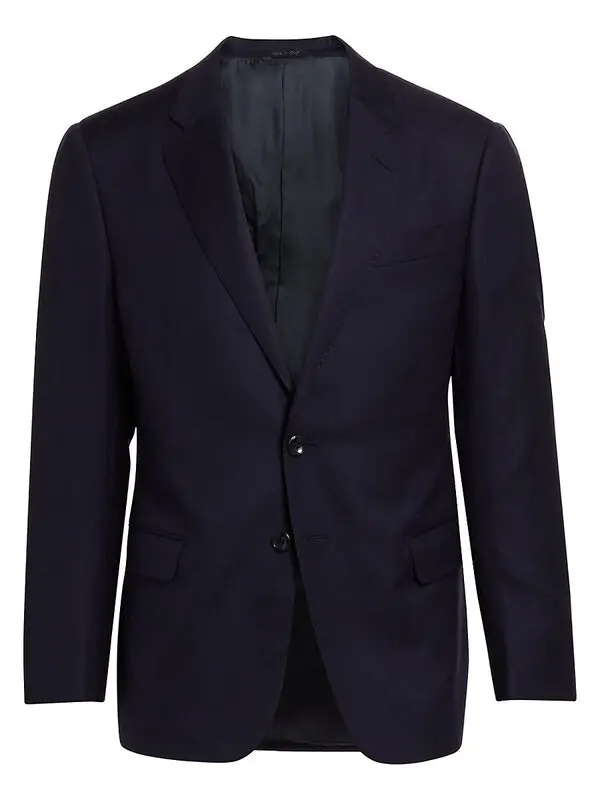 Giorgio Armani Solid Single-breasted Blazer - Navy