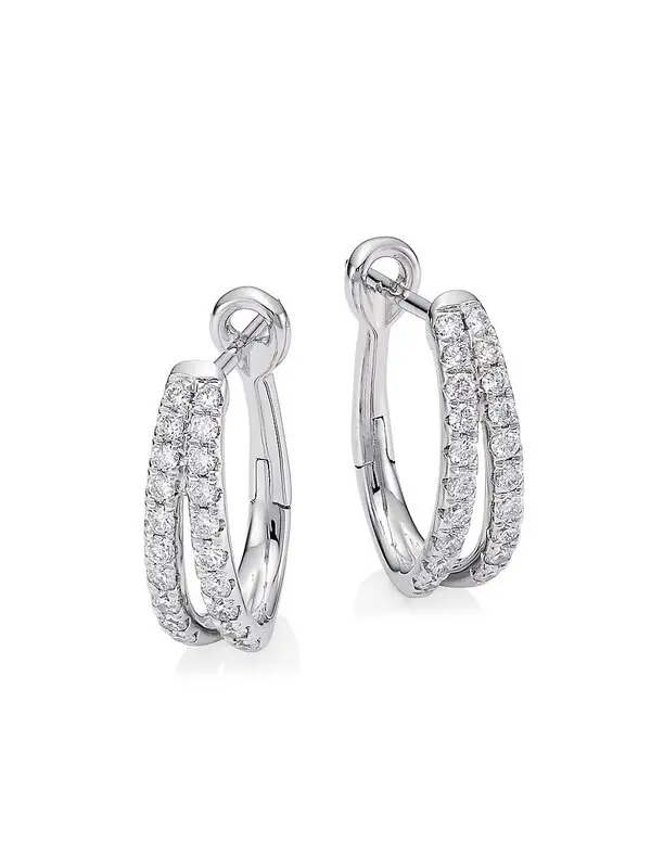 Saks Fifth Avenue Collection 14k & 0.40 Tcw Diamond Split Hoop Earrings - White Gold