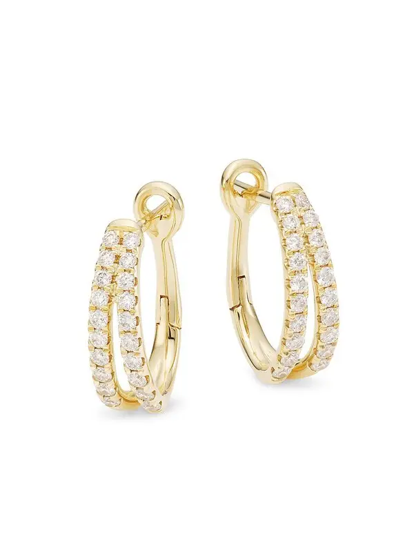 Saks Fifth Avenue Collection 14k & 0.40 Tcw Diamond Split Hoop Earrings - Yellow Gold