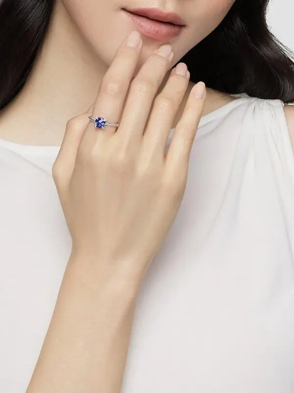 David Yurman Châtelaine Ring With & Diamonds In 18k White Gold, 7mm - Tanzanite