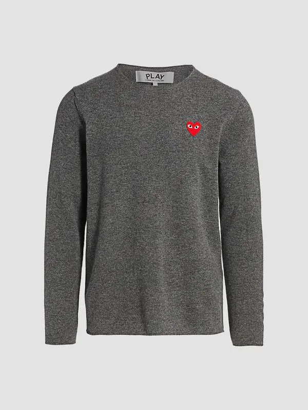 Play Comme Des Garcon Signature Wool Sweater - Black