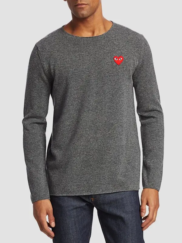 Play Comme Des Garcon Signature Wool Sweater - Black