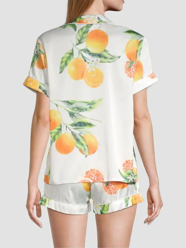 AVERIE Two-piece Orange & Grapefruits Print Shorts Pajama Set