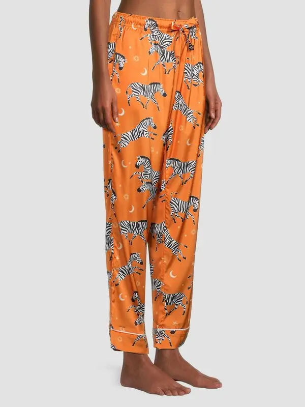 AVERIE Two-piece Zebra Print Pajama Set - Orange