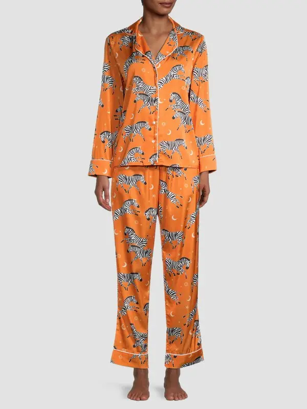AVERIE Two-piece Zebra Print Pajama Set - Orange
