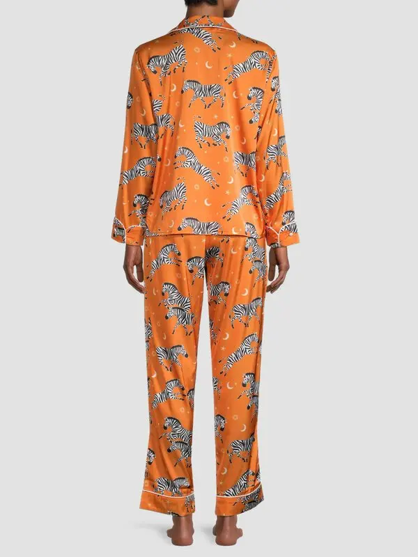AVERIE Two-piece Zebra Print Pajama Set - Orange