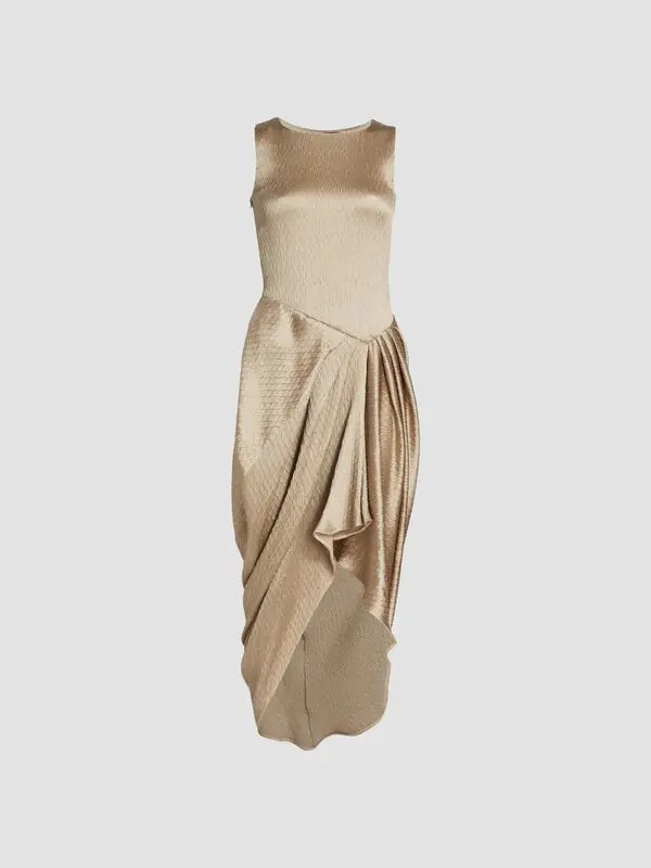 Giorgio Armani Textured Draped Dress - Cobble Stone