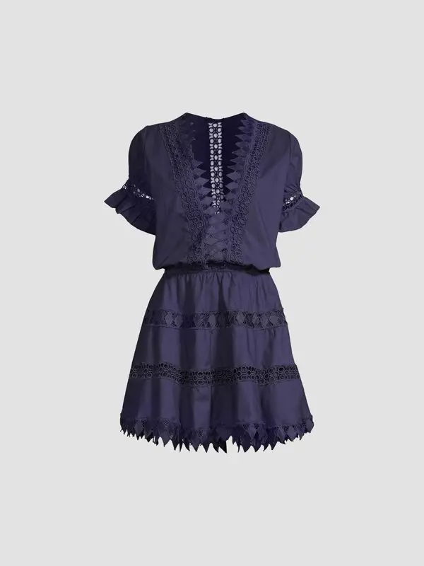 Peixoto Ora Embroidered Mini Dress - Navy Blue