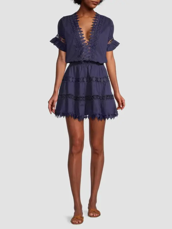 Peixoto Ora Embroidered Mini Dress - Navy Blue