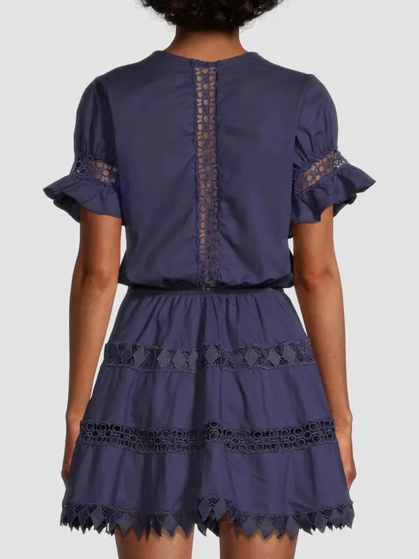 Peixoto Ora Embroidered Mini Dress - Navy Blue