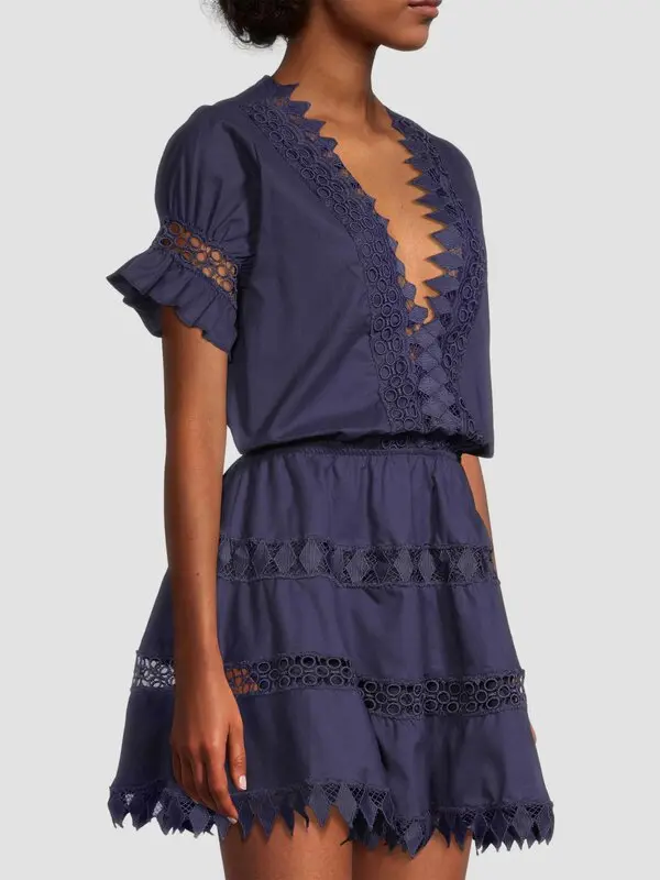 Peixoto Ora Embroidered Mini Dress - Navy Blue