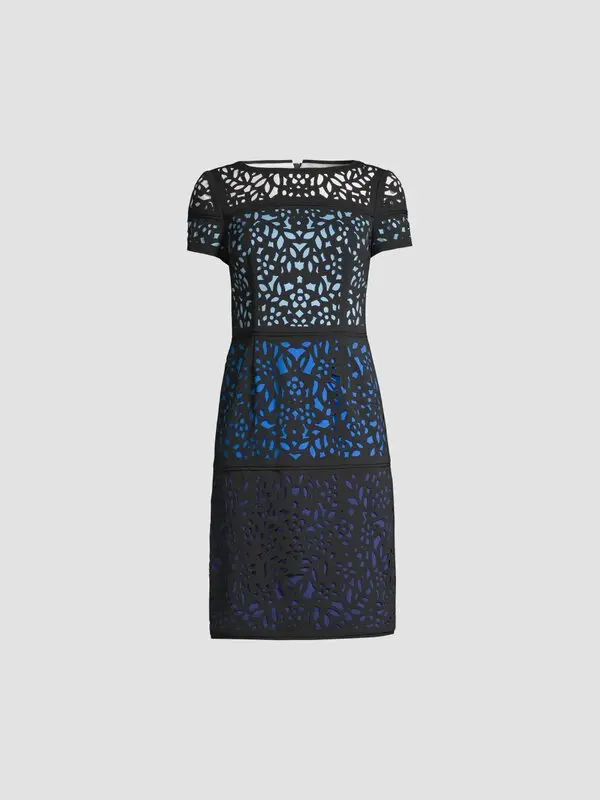 Shani Ombre Laser-cut Lace Dress - Blue