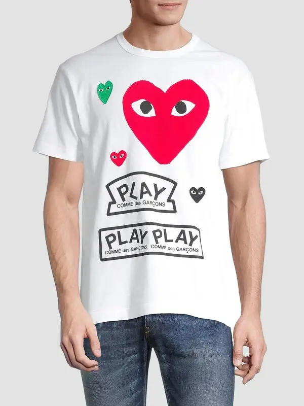 Play Comme Des Garcon Play Multi Heart Graphic T-shirt - White Red