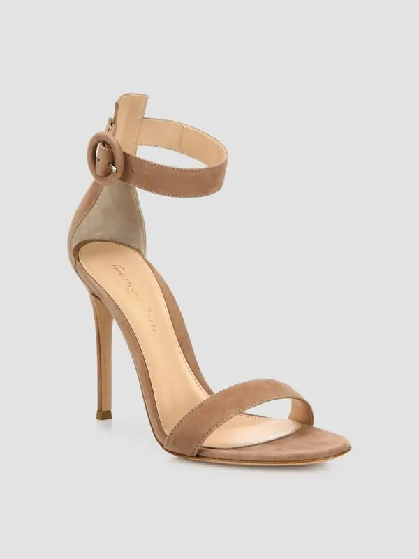 GIANVITO ROSSI Portofino Suede Sandals - Praline