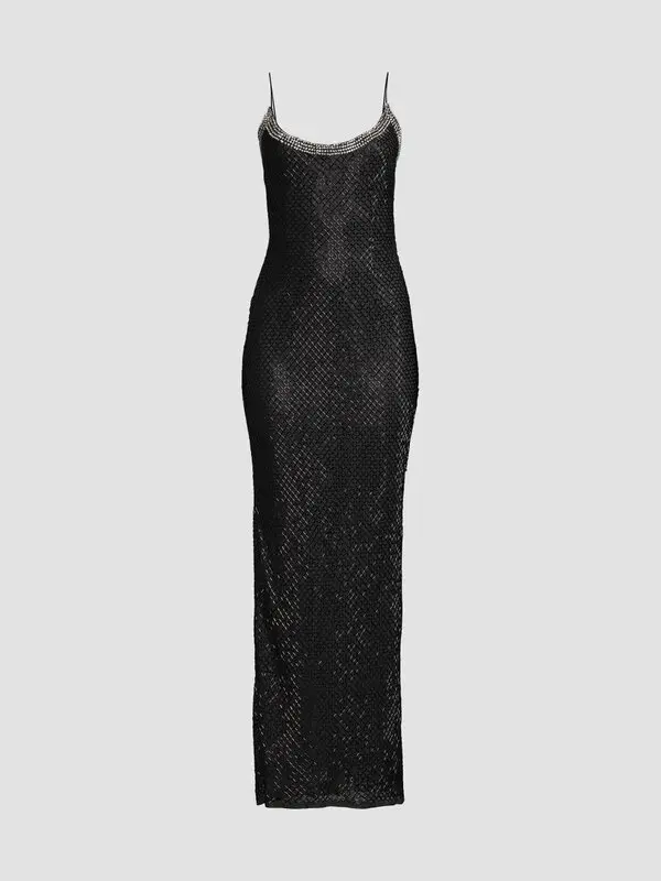 Mac Duggal Beaded Column Gown - Black