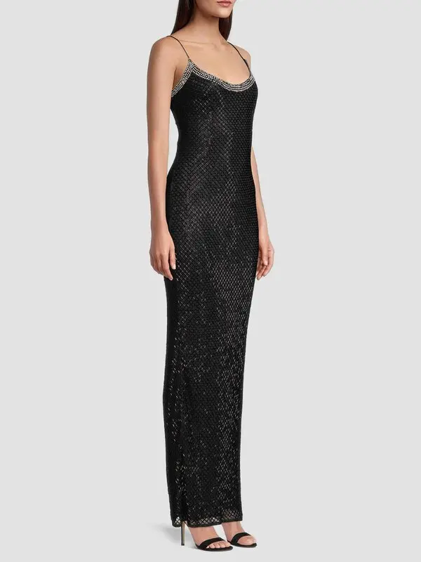 Mac Duggal Beaded Column Gown - Black