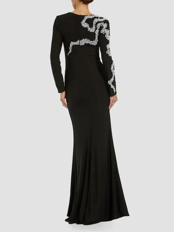 Mac Duggal Beaded Column Gown - Black