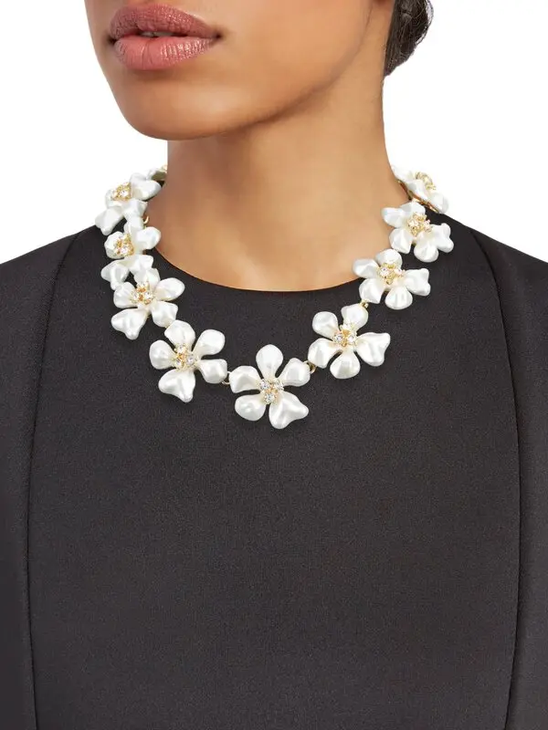 KENNETH JAY LANE Crystal & Faux-pearl Flower Necklace