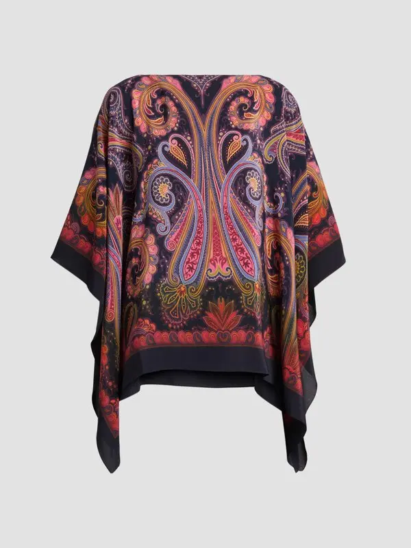 Etro Paisley Silk Poncho Top