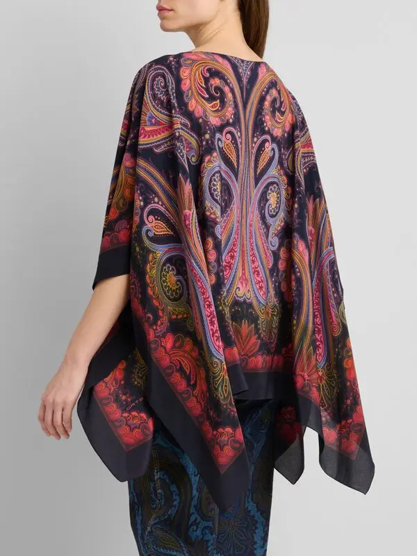 Etro Paisley Silk Poncho Top