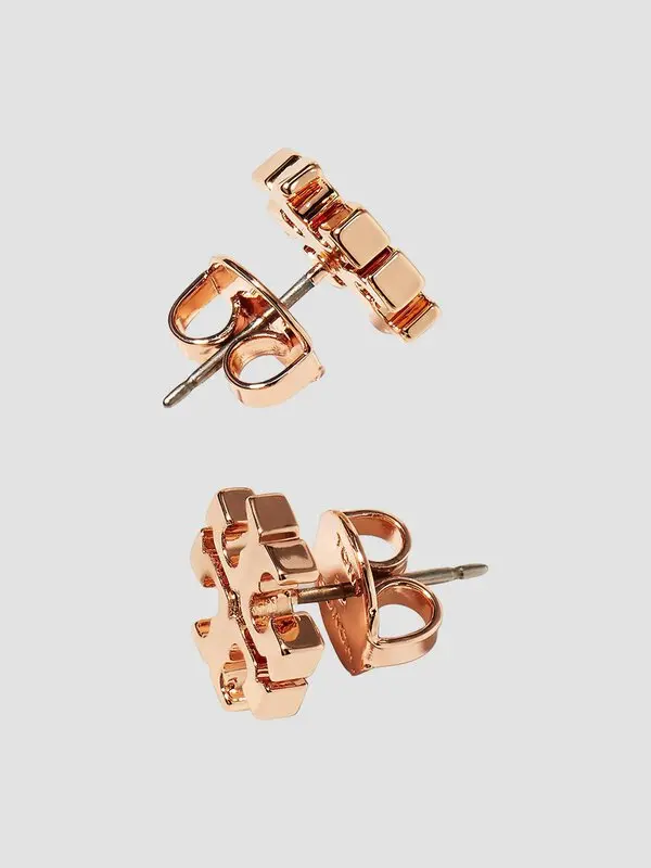 Tory Burch Rose Goldtone Logo Stud Earrings - Rose Gold