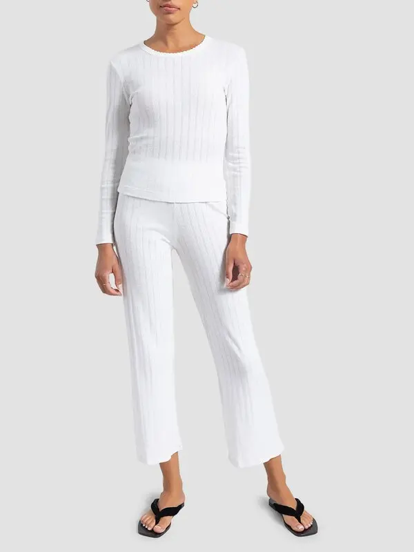 LESET Pointelle Long-sleeve Top - White