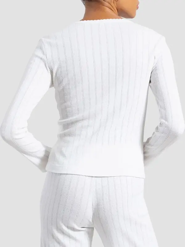 LESET Pointelle Long-sleeve Top - White