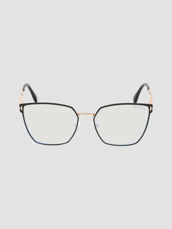 TOM FORD 56mm Angular Metal Blue Block Glasses