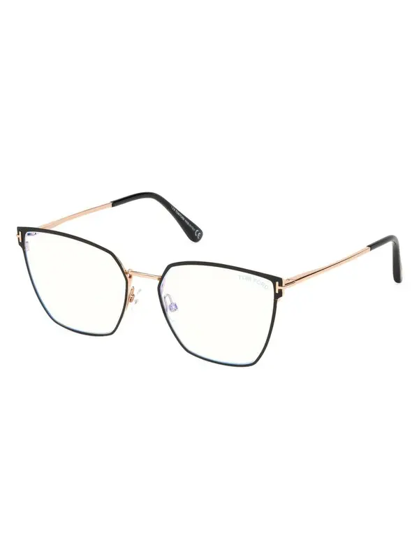 TOM FORD 56mm Angular Metal Blue Block Glasses