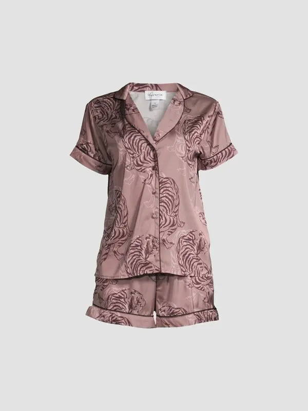 AVERIE Two-piece Tiger Sketch Shorts Pajama Set