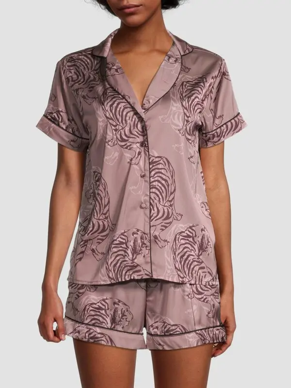 AVERIE Two-piece Tiger Sketch Shorts Pajama Set