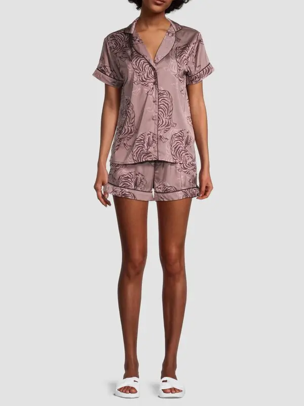 AVERIE Two-piece Tiger Sketch Shorts Pajama Set