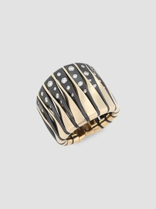 Vhernier Coucher Du Soleil 18k White Gold, Bronze & Diamond Tapered Ring - White Gold Bronzew
