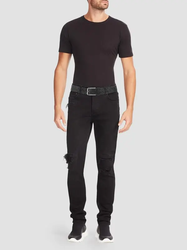 Bottega Veneta Intrecciato Leather Belt - Black Silver