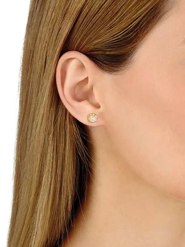 DINH VAN Le Cube Diamant 18k Yellow & Diamond Stud Earrings