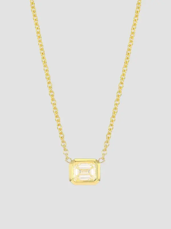 Roberto Coin Tiny Treasures 18k & Emerald-cut Diamond Pendant Necklace - Gold
