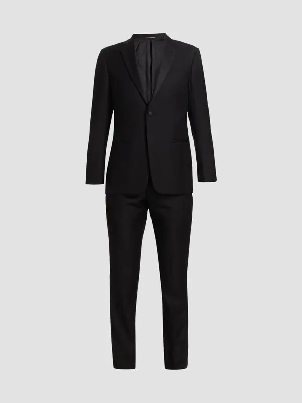Emporio Armani One-button Regular-fit Wool Tuxedo - Black