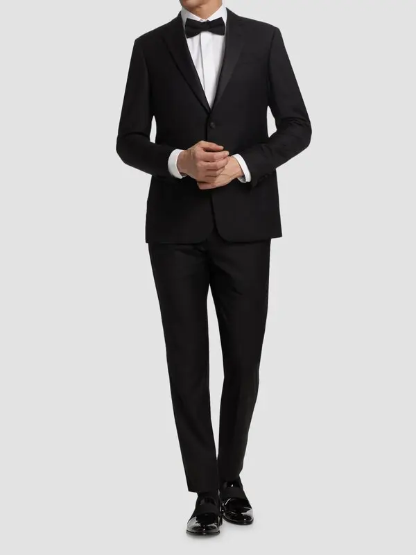 Emporio Armani One-button Regular-fit Wool Tuxedo - Black