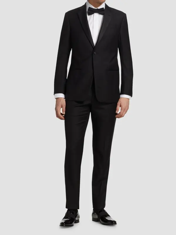 Emporio Armani One-button Regular-fit Wool Tuxedo - Black