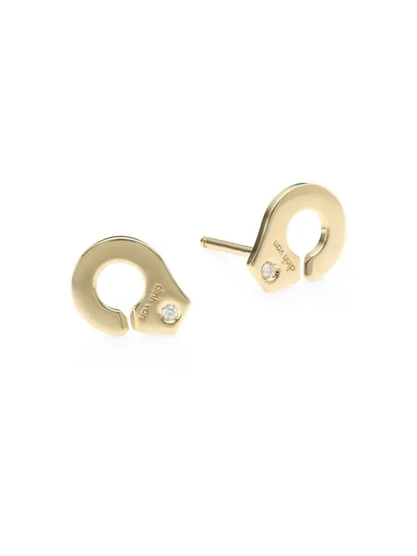 DINH VAN Ottes R7 18k Yellow & Diamond Handcuff Stud Earrings - Gold