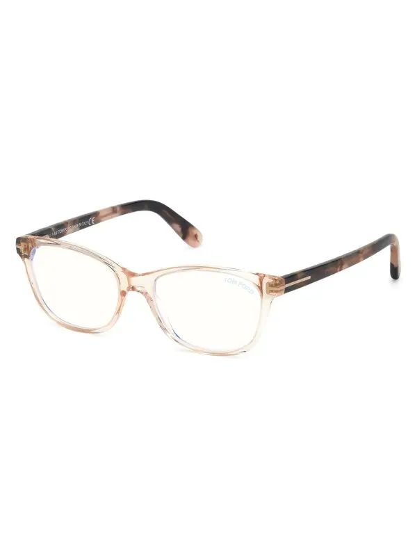 TOM FORD 50mm Square Blue Filter Eyeglasses - Shiny Pink