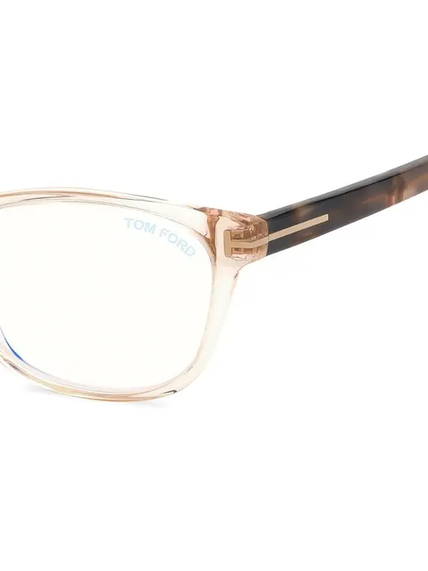 TOM FORD 50mm Square Blue Filter Eyeglasses - Shiny Pink